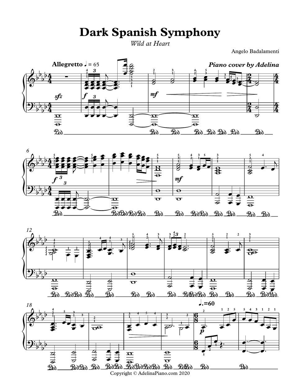 Angelo Badalamenti - Dark Spanish Symphony Sheet