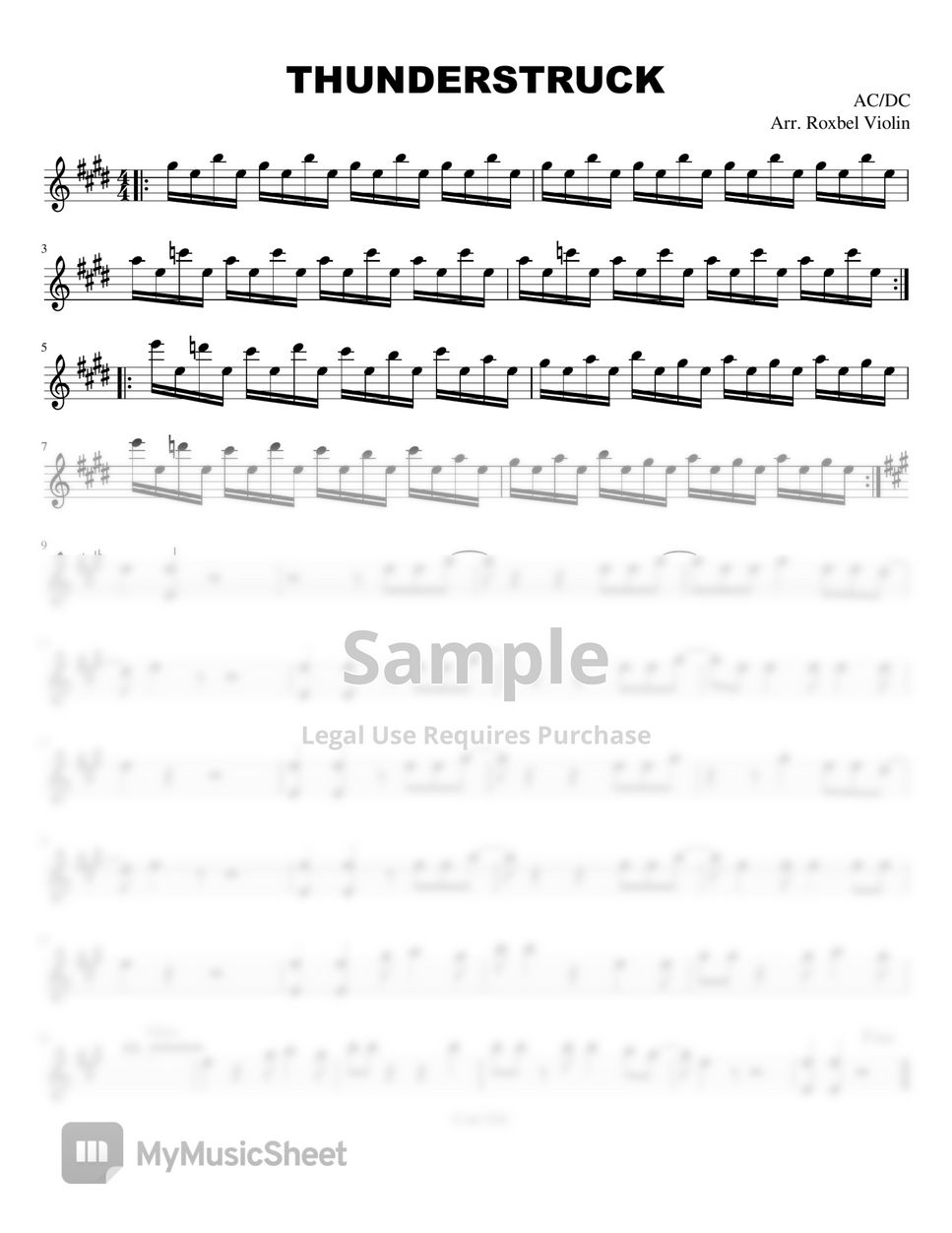 AC/DC - Thunderstruck 楽譜 by Roxbel Violin