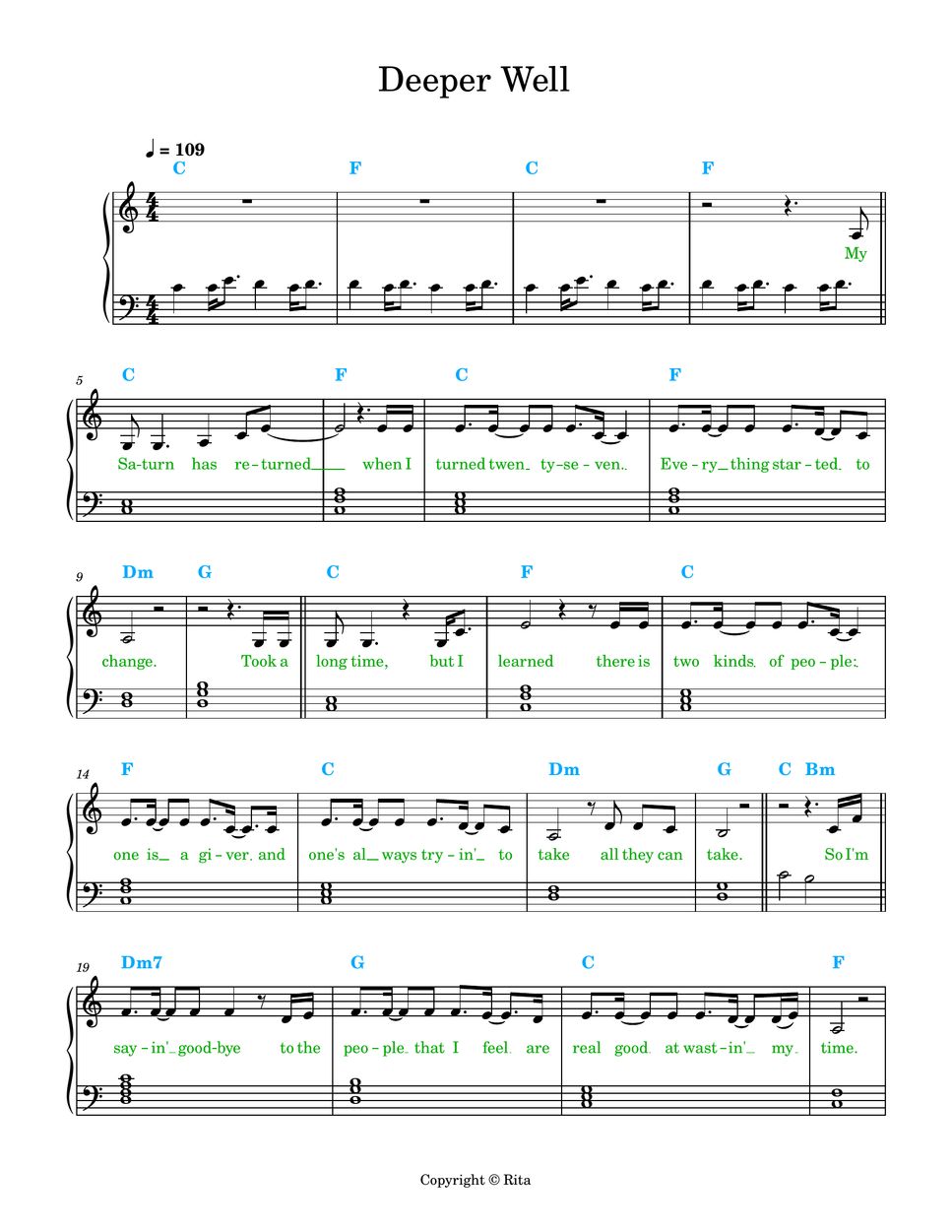 Kacey Musgraves - Deeper Well (Accurate easy version with lyrics and ...