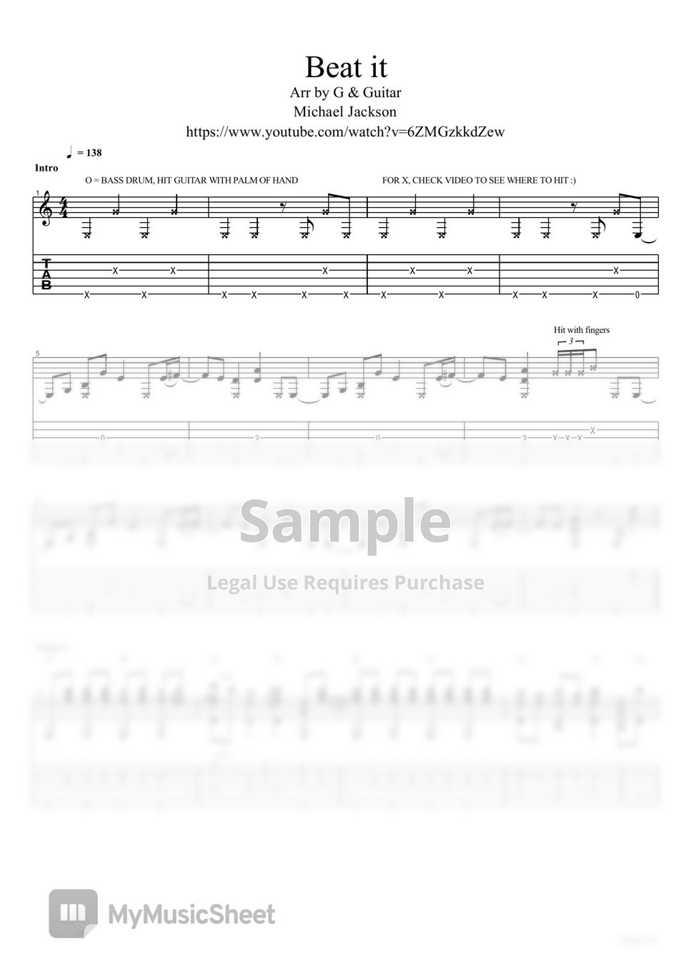 Michael Jackson Beat It Guitar Chords