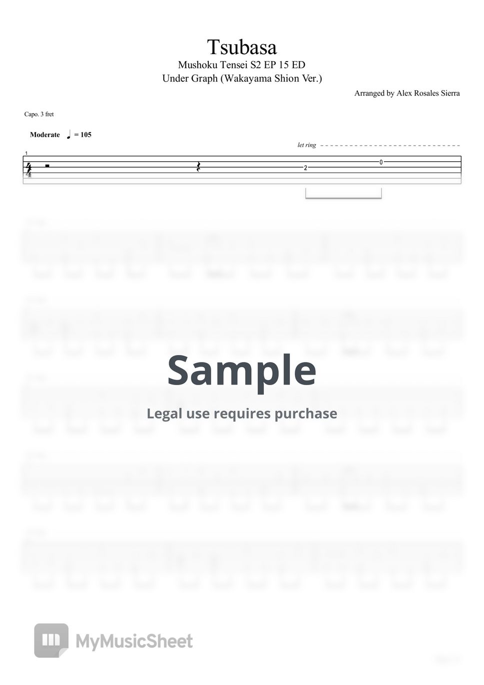 Under Graph - Tsubasa (Fingerstyle Guitar) Sheet Music by Alex Rosales ...