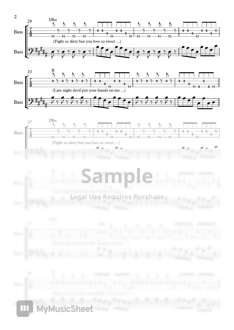 5 Seconds of Summer - Teeth (타보(tab)+음계/크로메틱) 악보 by TTun's bass