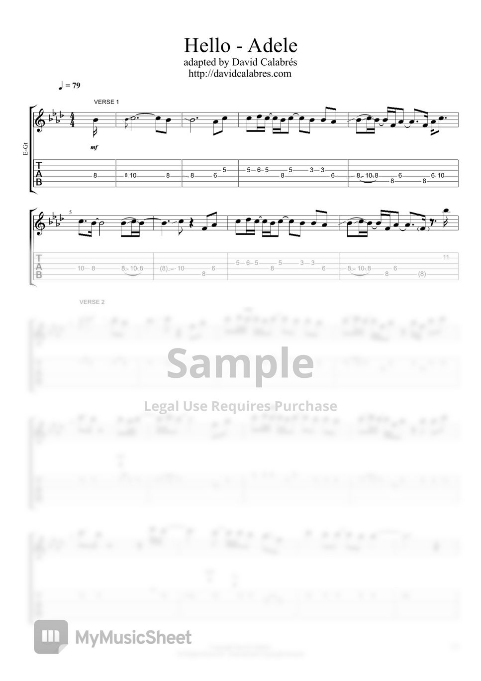 Adele - Hello Sheets by David Calabrés