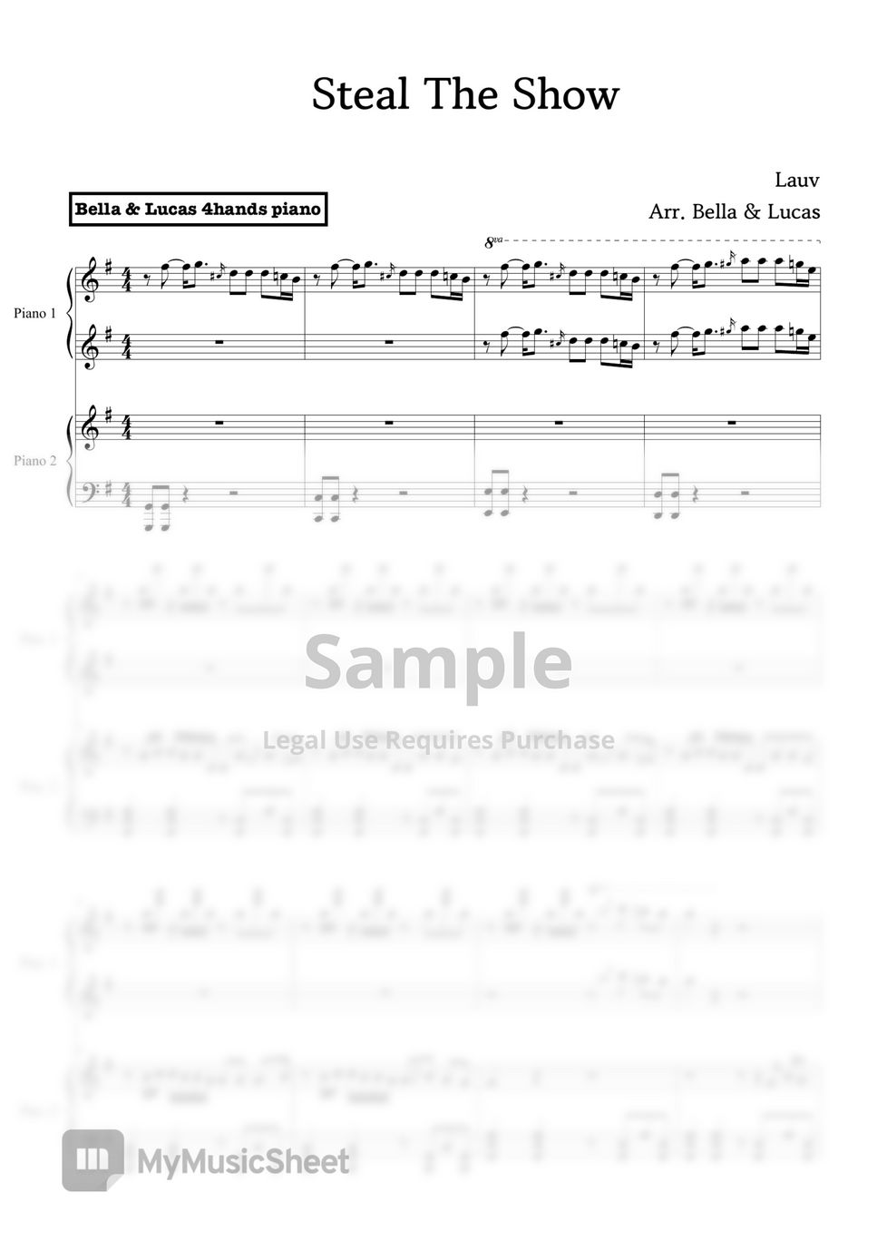 Lauv - Steal The Show(Elemental OST) Sheet Music by BELLA&LUCAS
