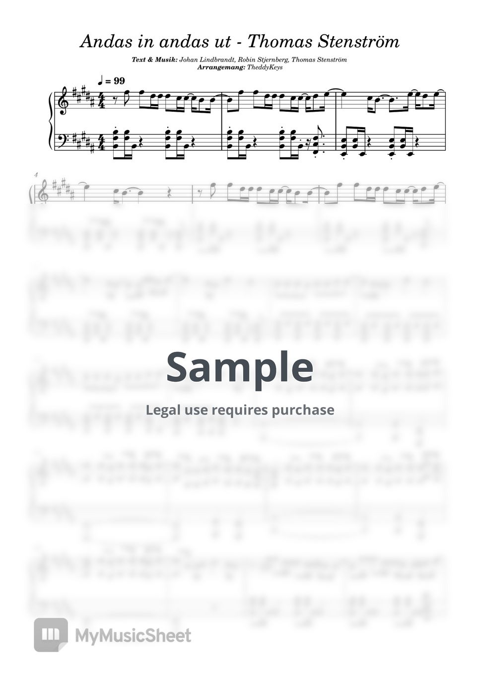 Thomas Stenstörm - Andas in andas ut Sheet Music by TheddyKeys