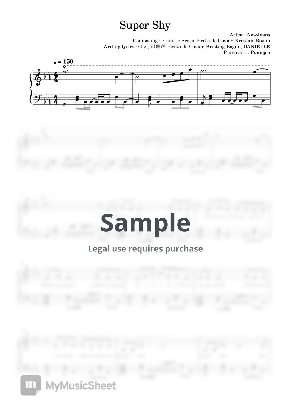 New Jeans - Super shy Sheet Music by Pianojoa