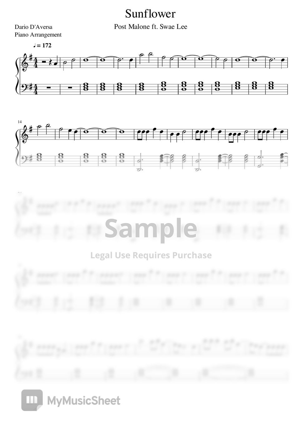 Post Malone ft. Swae Lee - Sunflower Partition musicale