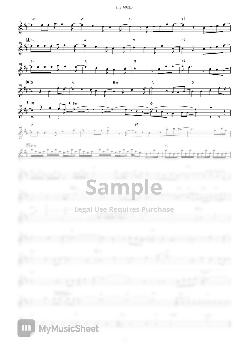 Nightmare - the WORLD (Death Note / in C) Sheet by muta-sax