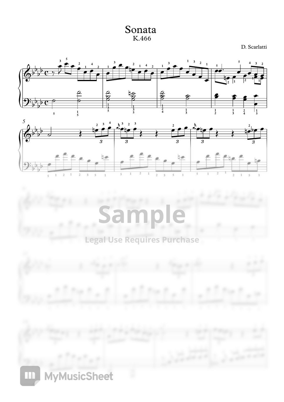 D. Scarlatti - Sonata - K.466 Sheet Music by Potter Jayan Piano