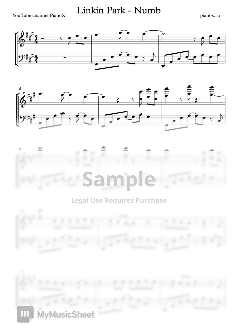 Linkin park - Numb Sheets by PianoX