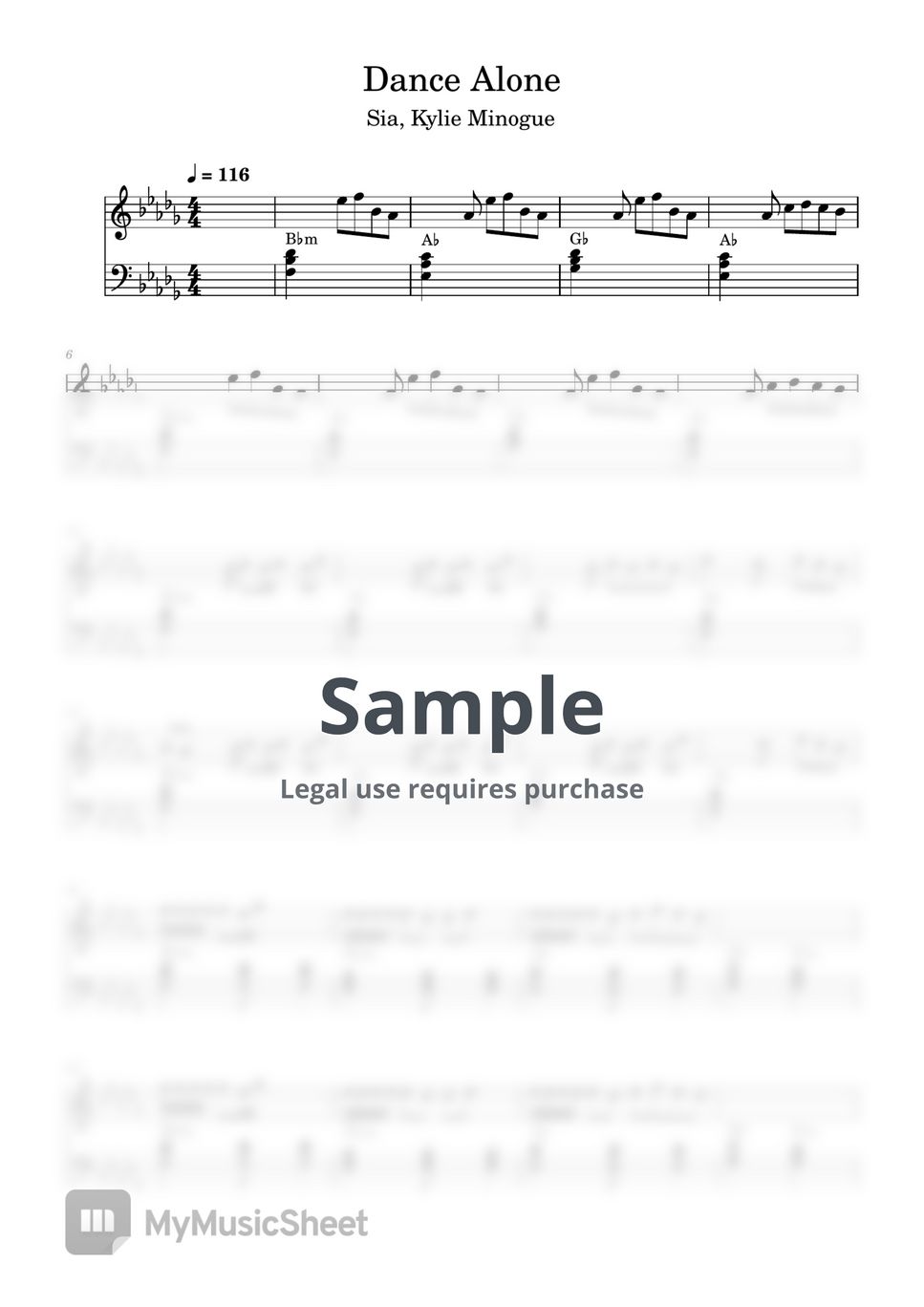 Sia, Kylie Minogue - Dance Alone Sheets by Will Adagio