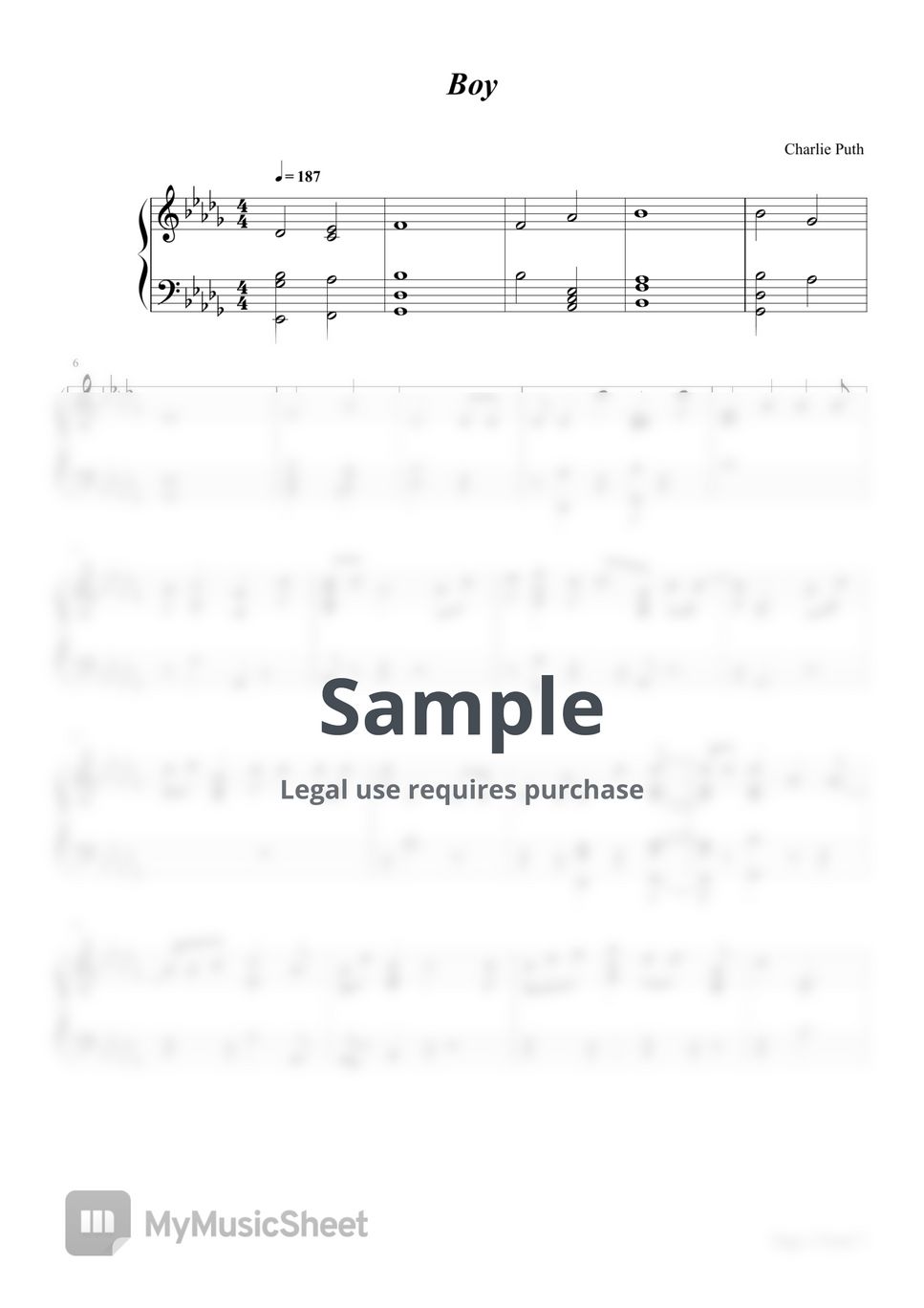 Charlie Puth - Boy (Charlie Puth) Sheets by Yilun