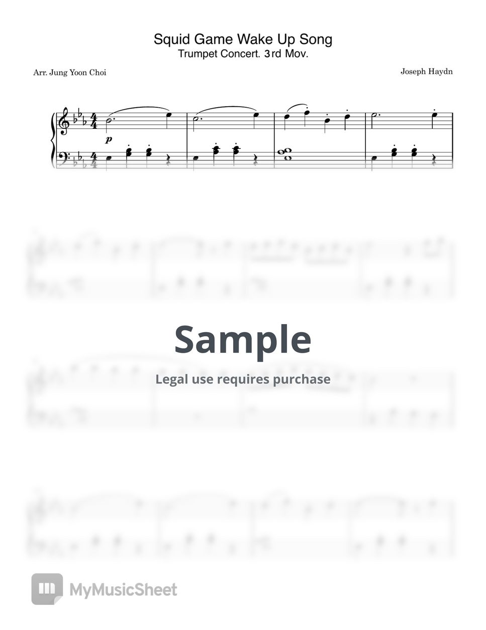 Joseph Haydn - Wake Up Song From the Squid Game (Trumpet Concert. 3rd Mov.) Sheet Music by Jung ...
