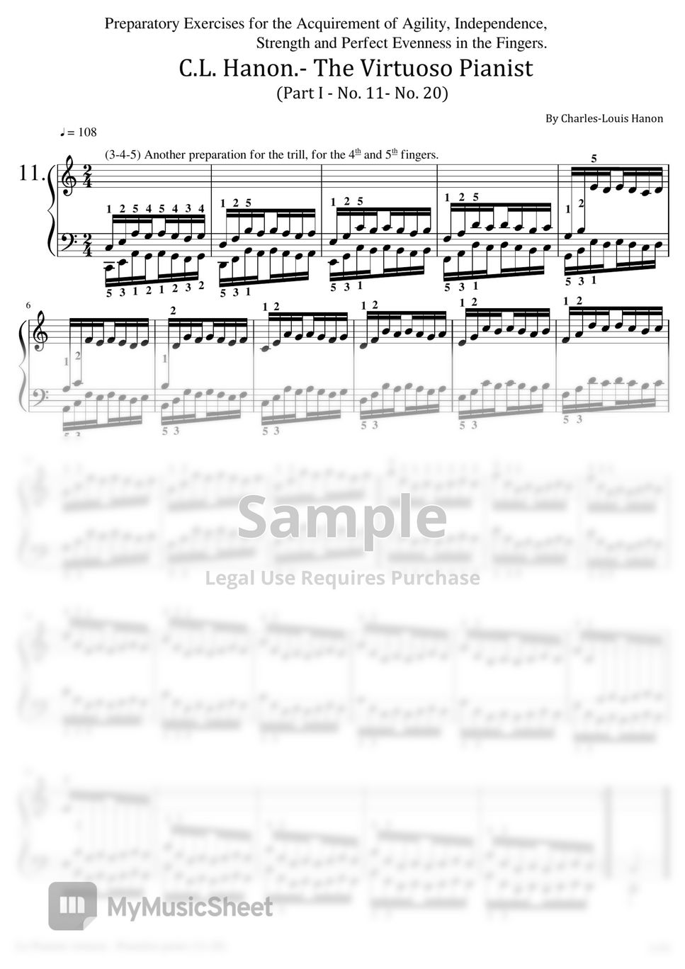 Charles-Louis Hanon - C.L. Hanon.- The Virtuoso Pianist ((Part I - No. 11 - No. 20) - With ...