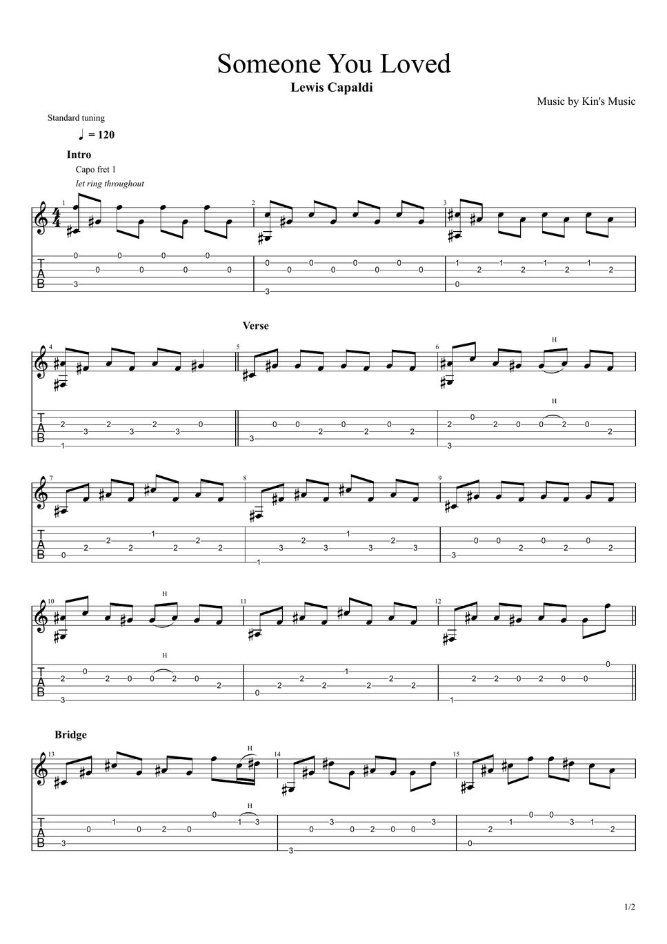 Lewis Capaldi - Someone You Loved[Easy Guitar Fingerstyle For Beginner ...