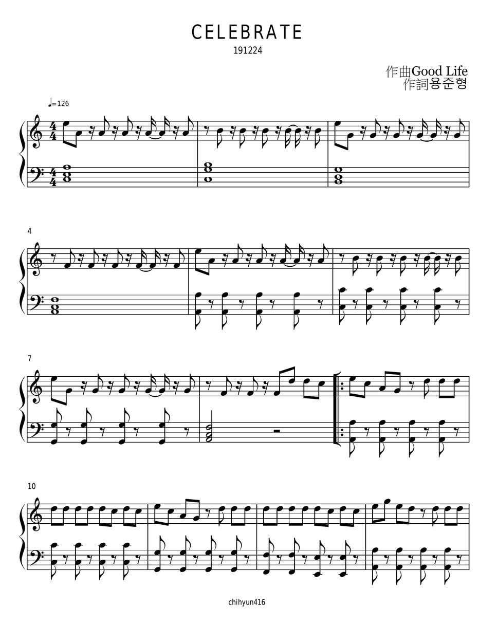 HIGHLIGHT(하이라이트) - Celebrate Sheet by chihyun416