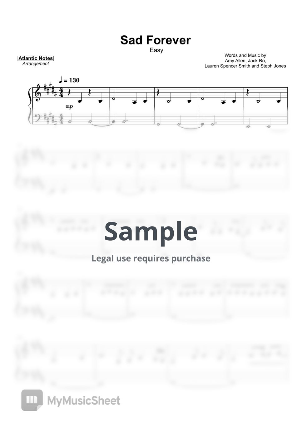 Lauren Spencer Smith - Sad Forever Sheets by Atlantic Notes