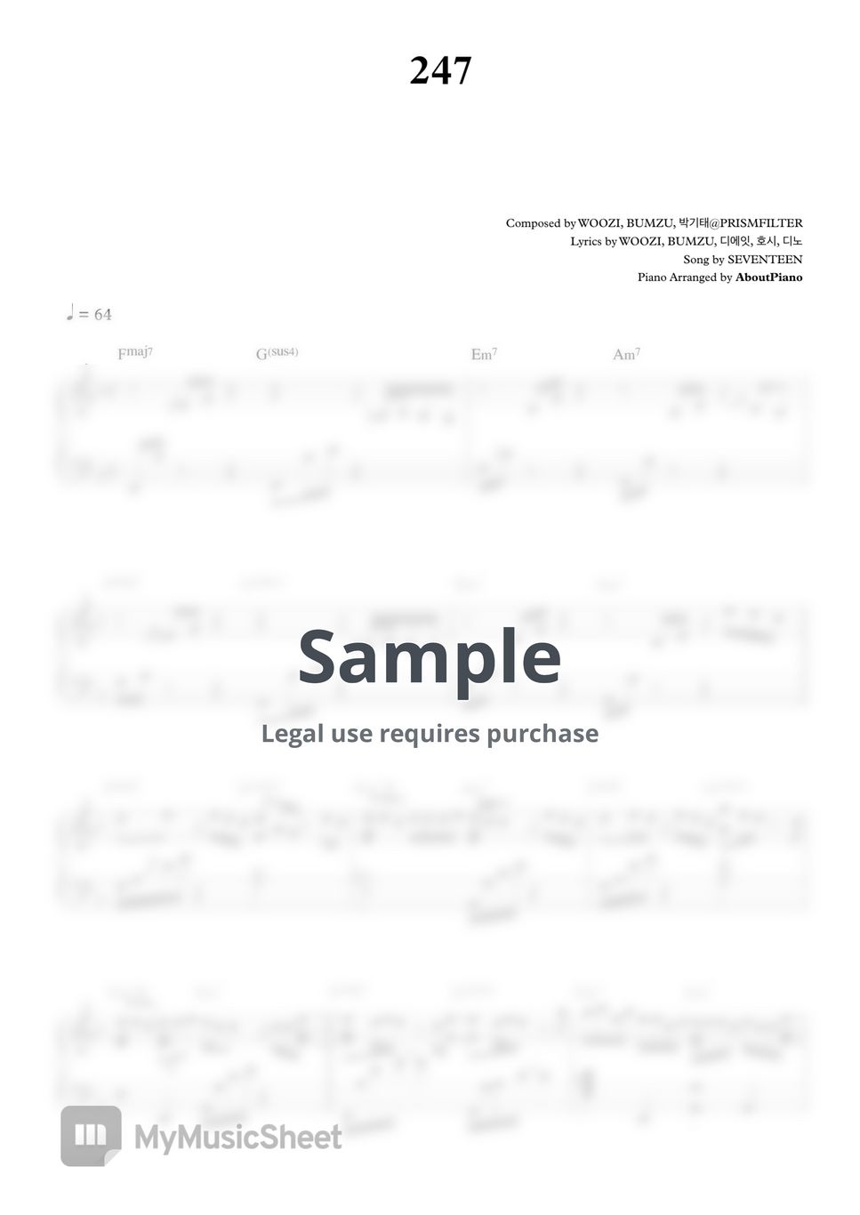 세븐틴(SEVENTEEN) - 247(F key) Sheets by 247KpopPiano