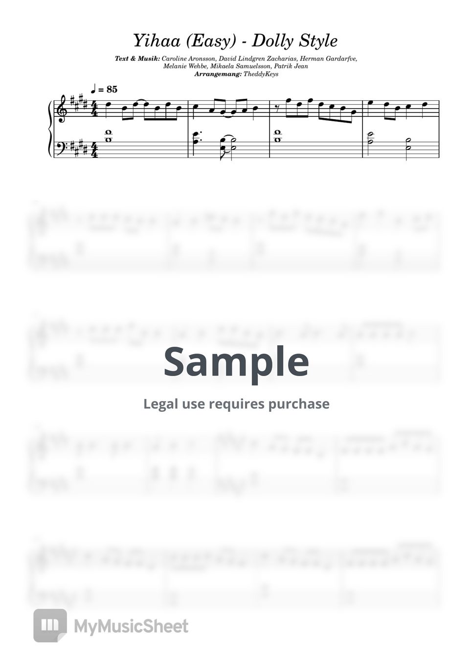 Dolly Style - Yihaa (Easy) 악보 by TheddyKeys