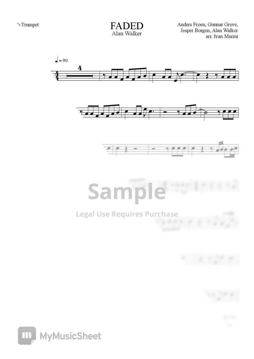 Alan Walker Faded 악보 By Ivan Marini