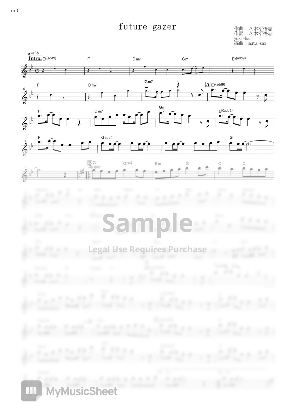 A Certain Scientific Railgun - future gazer (in C) Sheet Music by fripSide