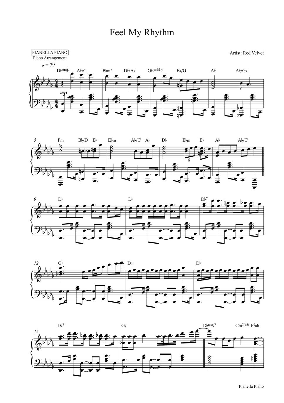 Red Velvet - Feel My Rhythm (Piano Sheet) Partition musicale by ...