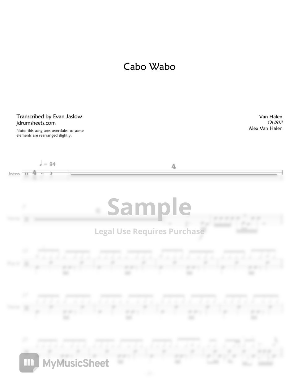 Van Halen - Cabo Wabo 악보 by Evan Jaslow