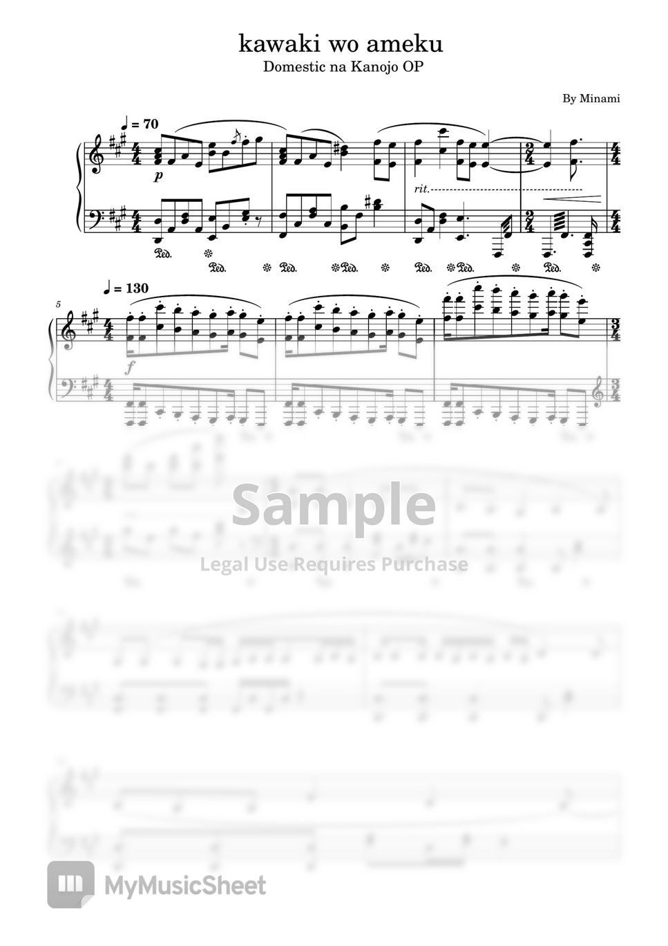 Minami - Kawaki wo Ameku (美波「カワキヲアメク」-家有女友 OP,(Domestic Girlfriend ...