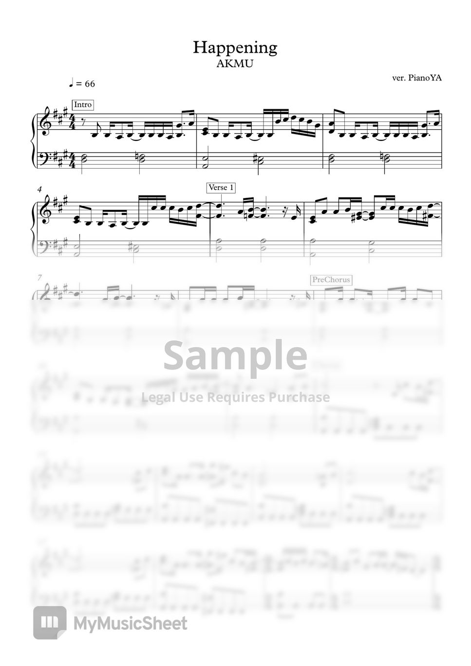 AKMU (악동뮤지션) - Happening (해프닝) 악보 by PianoYA