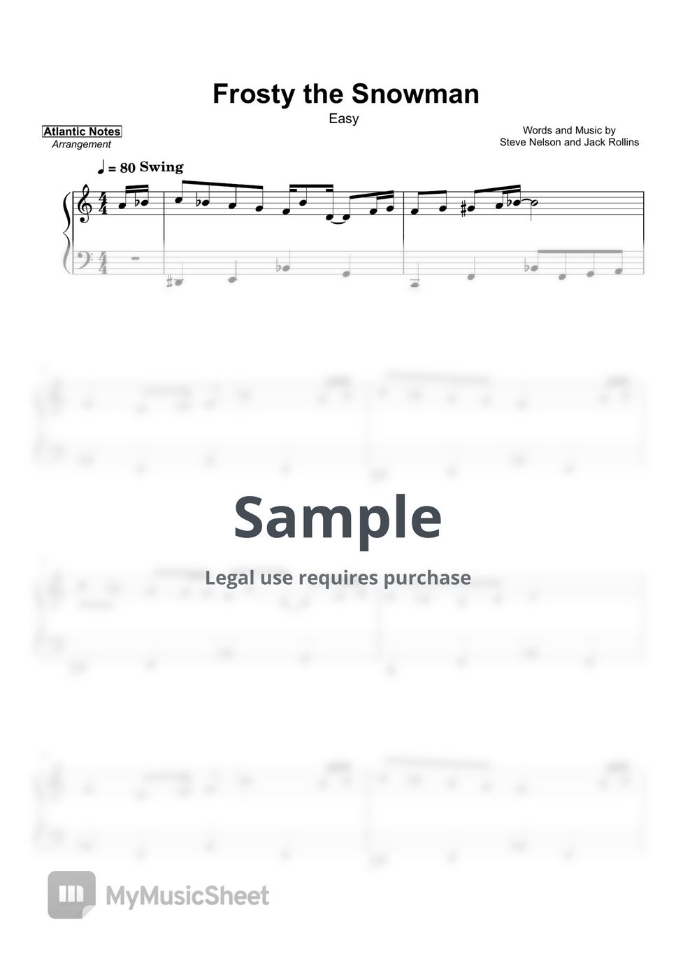 Christmas - Frosty the Snowman Sheets by Atlantic Notes