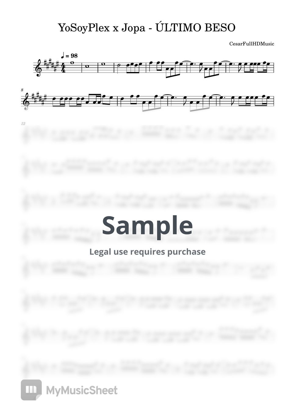 YoSoyPlex x Jopa - ÚLTIMO BESO Sheets