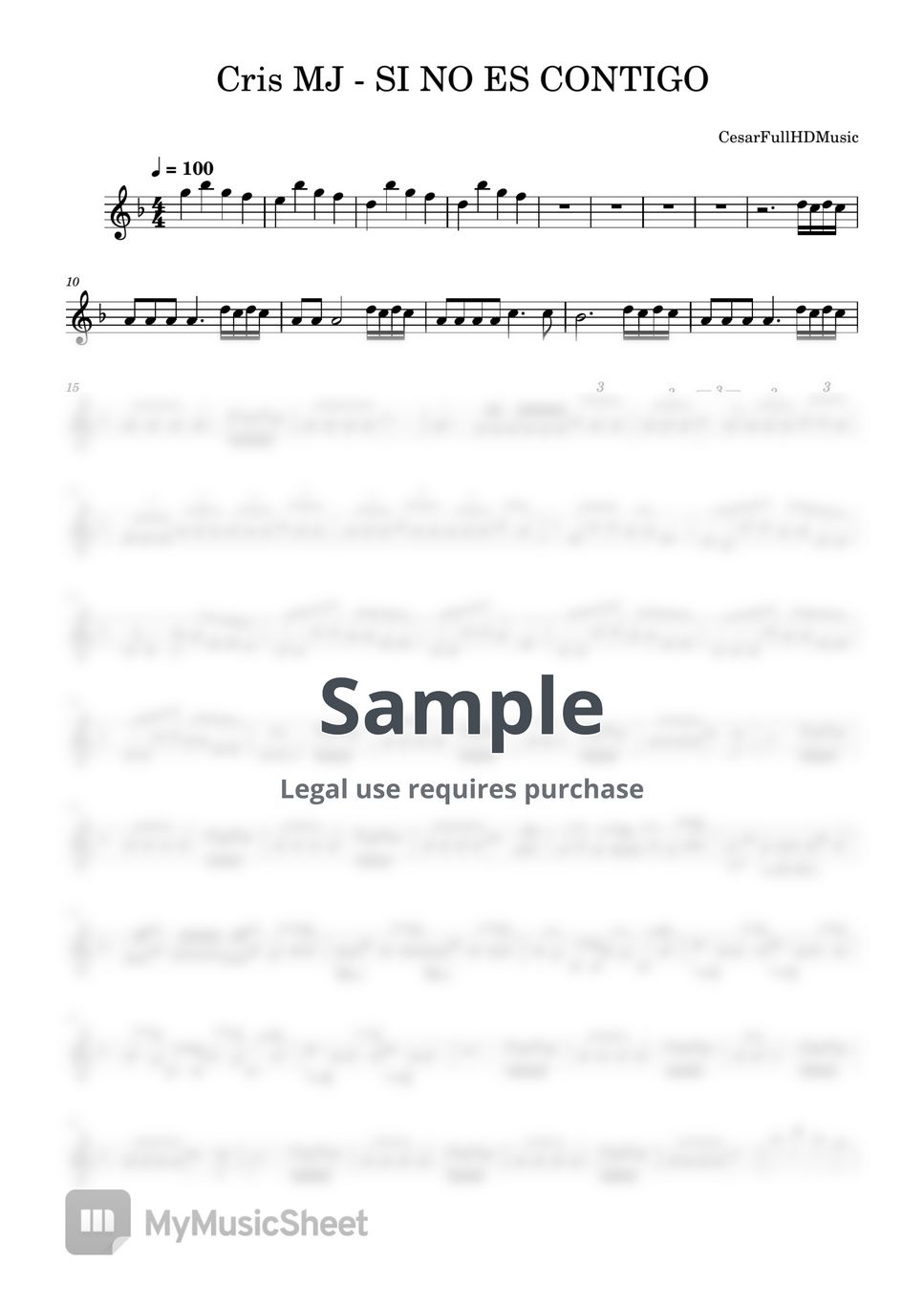 Cris MJ - SI NO ES CONTIGO Sheet Music