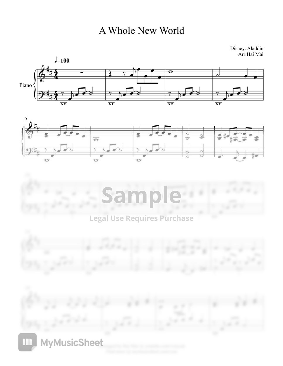 A Whole New World Sheet Music