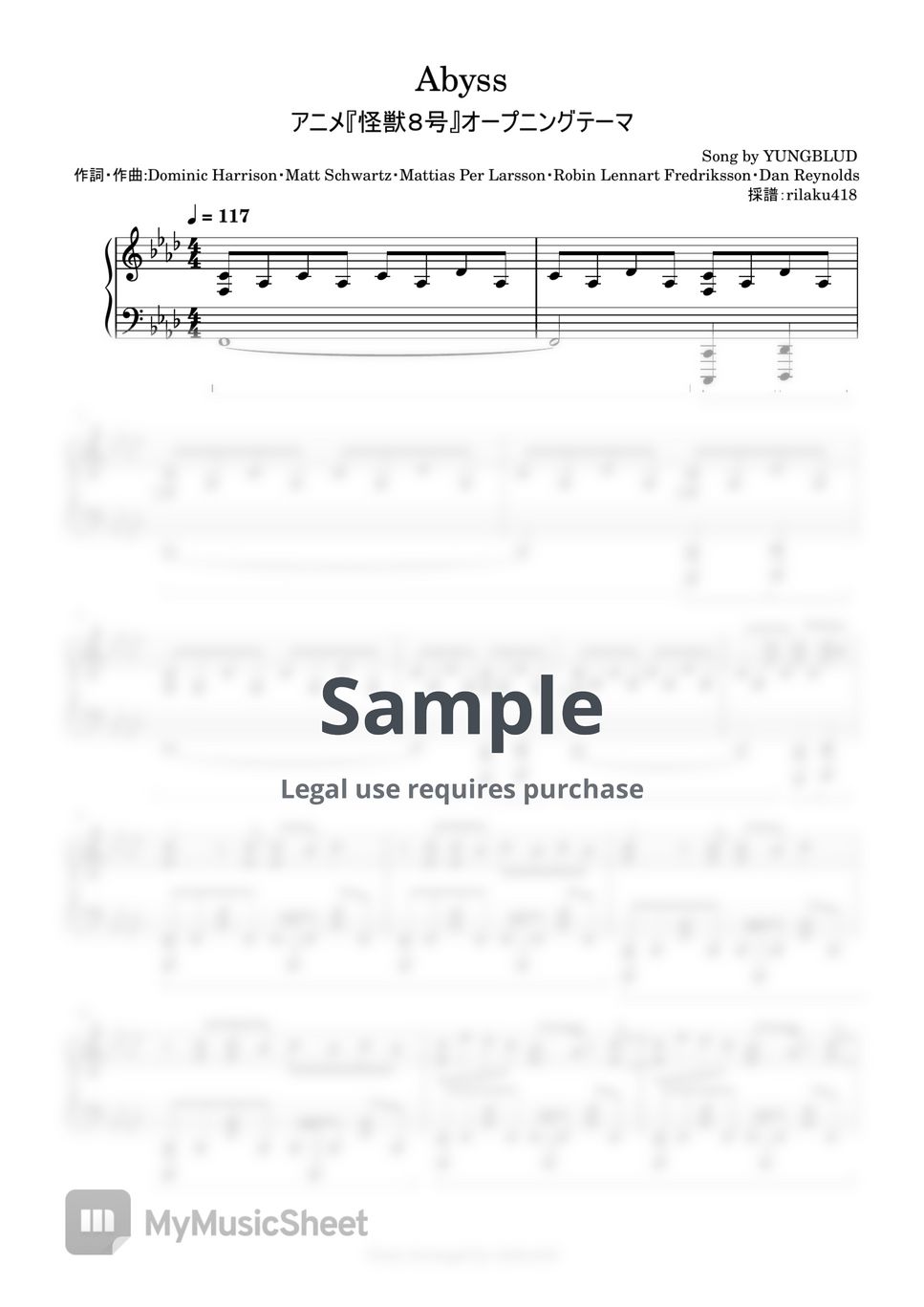 YUNGBLUD - Abyss(from Kaiju No. 8) Sheet Music by rilaku