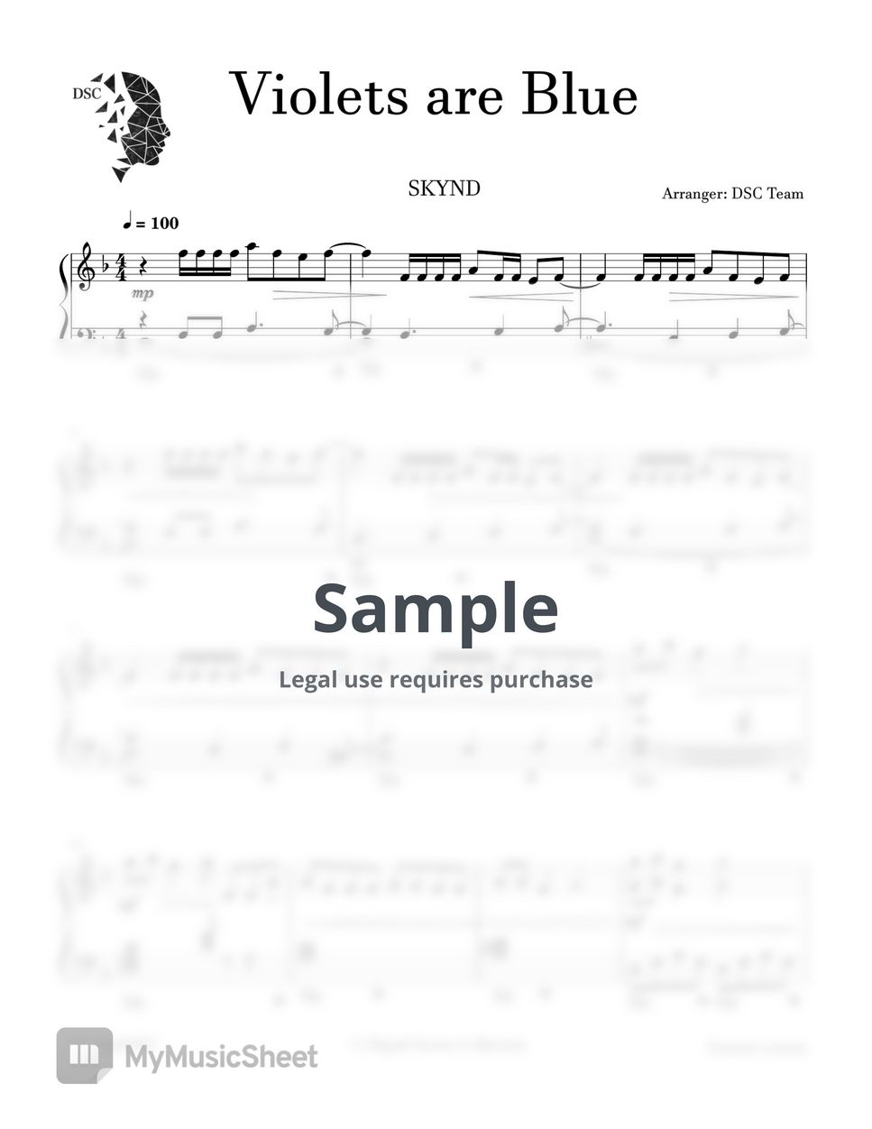 SKYND - Violets are Blue Sheets by Digital Scores Collection