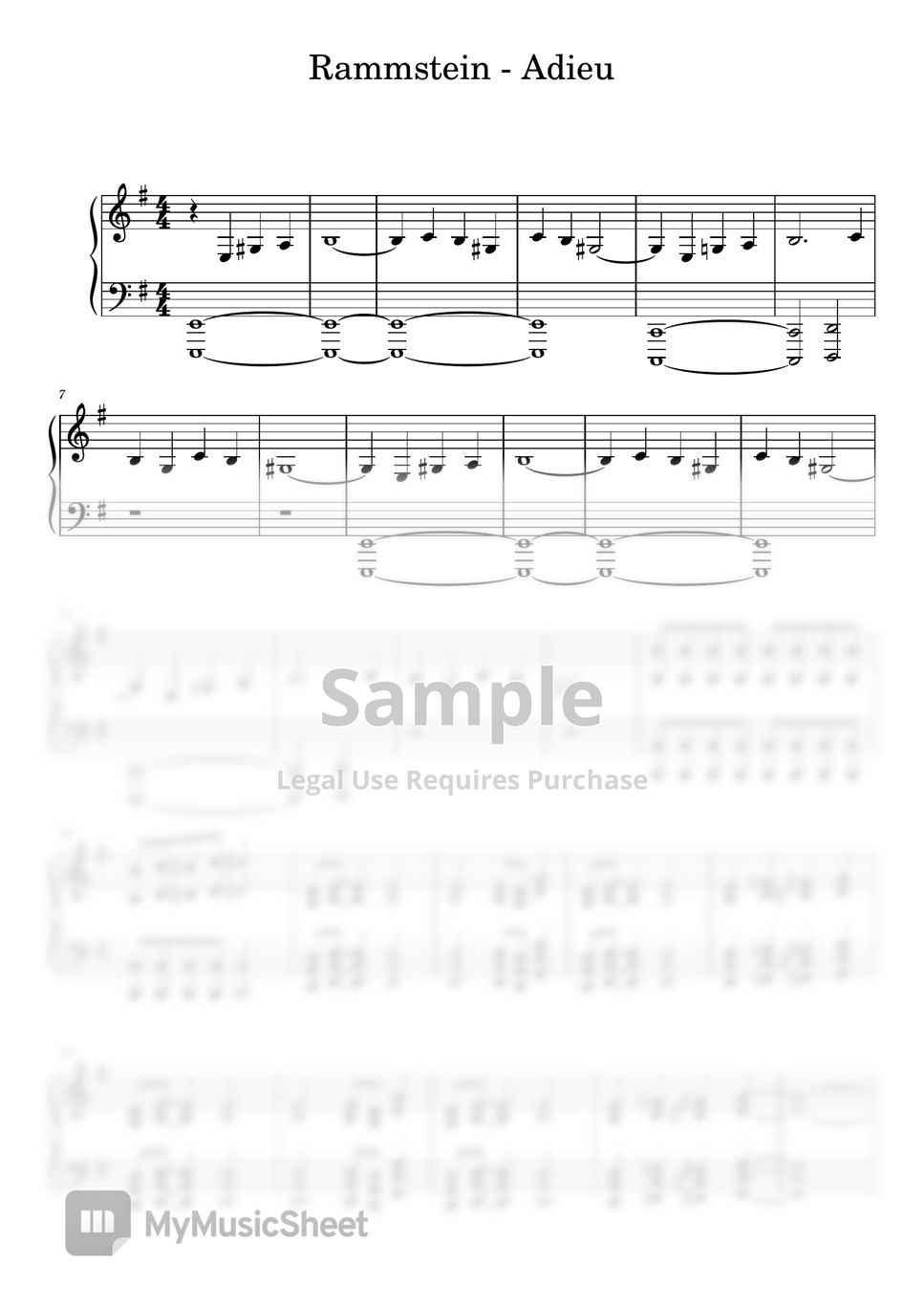 Rammstein Adieu Sheets By Piano Go Life