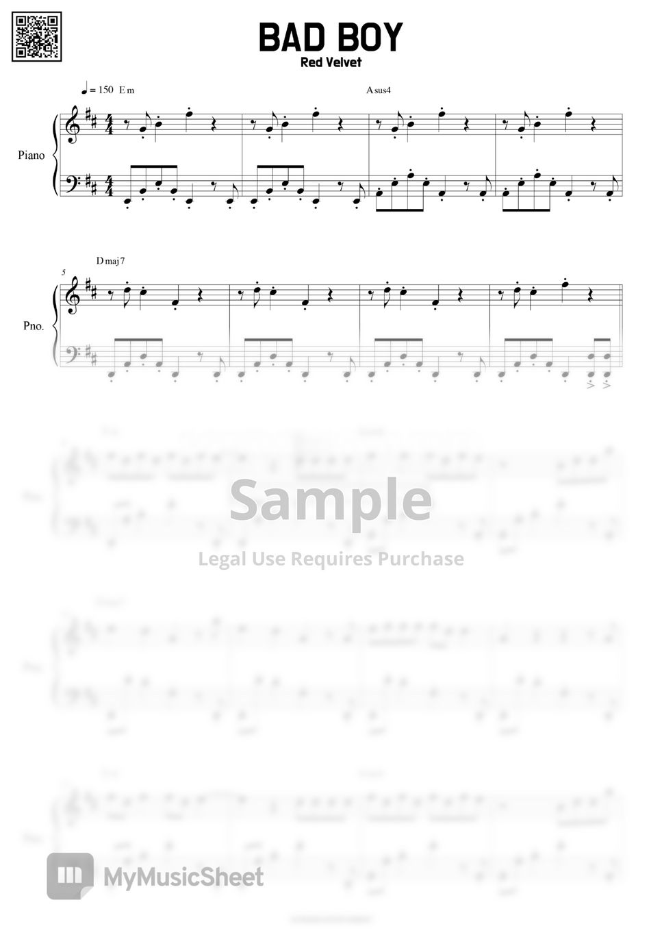 Red Velvet (레드벨벳) - Bad Boy (배드 보이) โน้ตเพลง by KEYBOARD ENTERTAINMENT