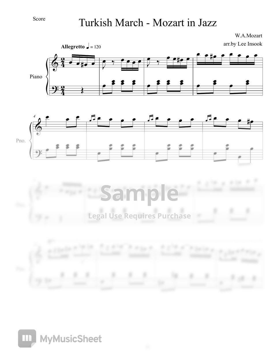 Mozart - Turkish March in Jazz Sheet Music
