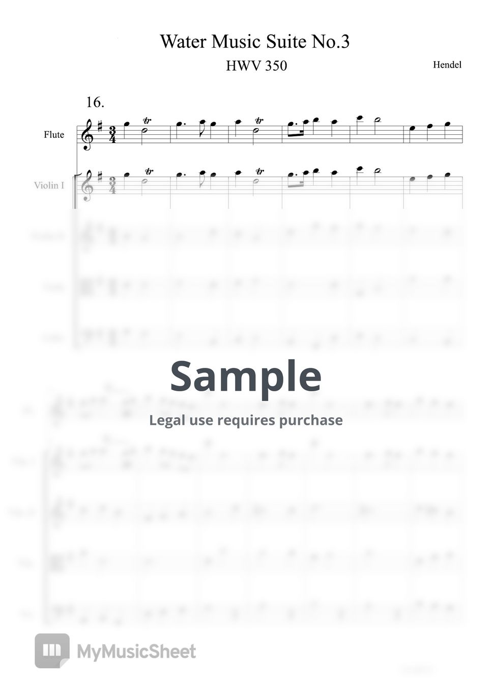 George Fredric Handel - Water Music Suite No.3-16 HWV 350 -QUINTET(Fl ...