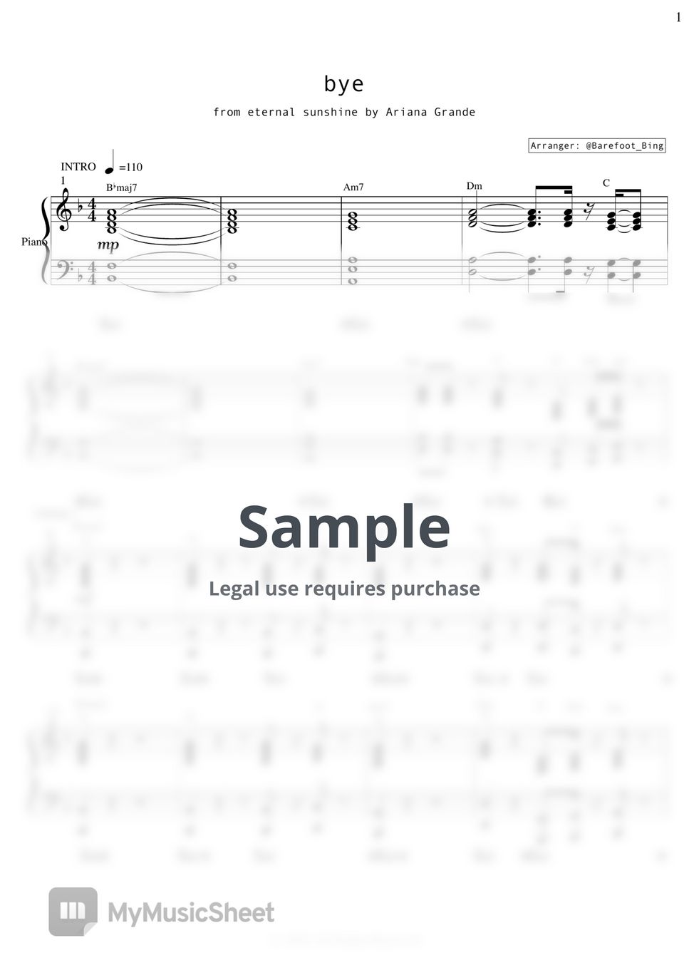 Ariana Grande - bye Sheets by Barefoot Bing