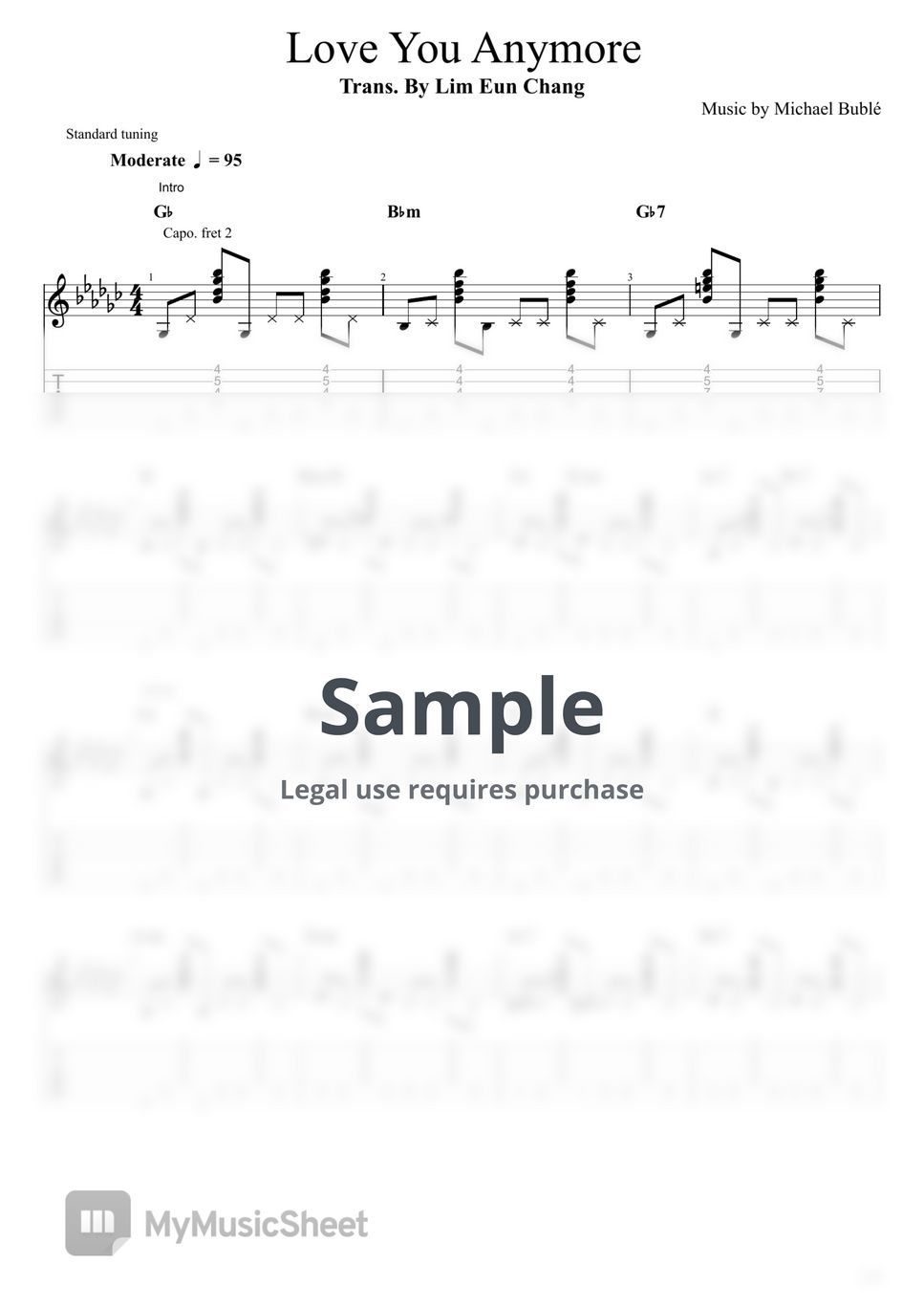 Michael Bublé - Love You Anymore (electric guitar) Sheet Music by Lim ...