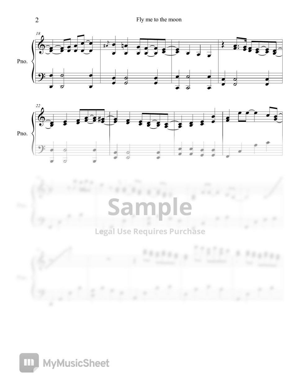 Bart Howard - Fly me to the Moon (classical) Sheet by hn piano