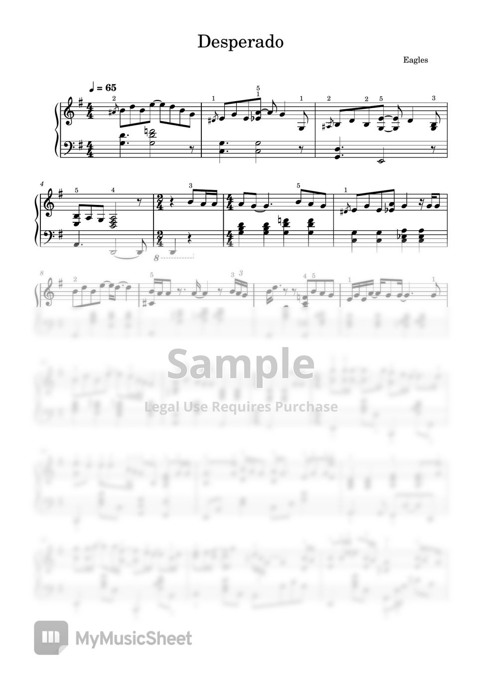 Eagles - Desperado 악보 by SangHeart Play