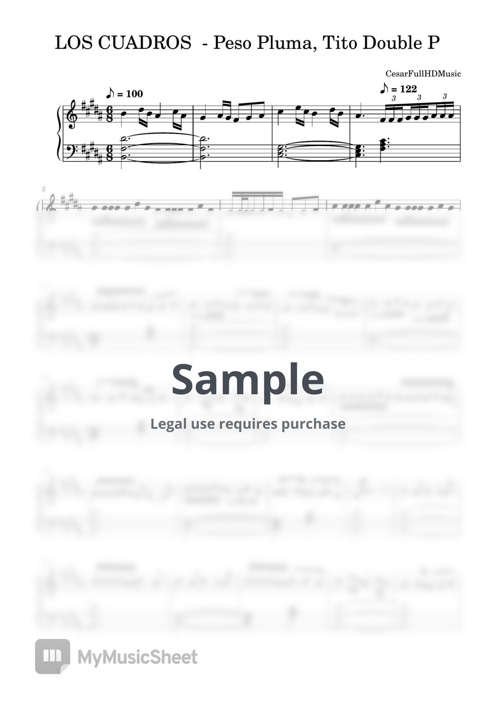 Peso Pluma, Tito Double P - LOS CUADROS Sheet Music