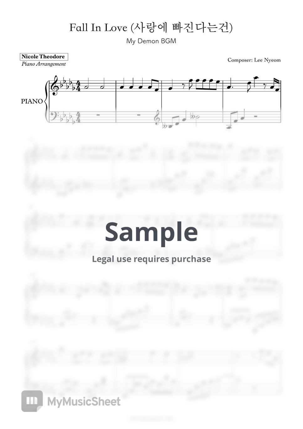 Lee Nyeom Fall In Love My Demon Bgm Sheets By Nicole Theodore