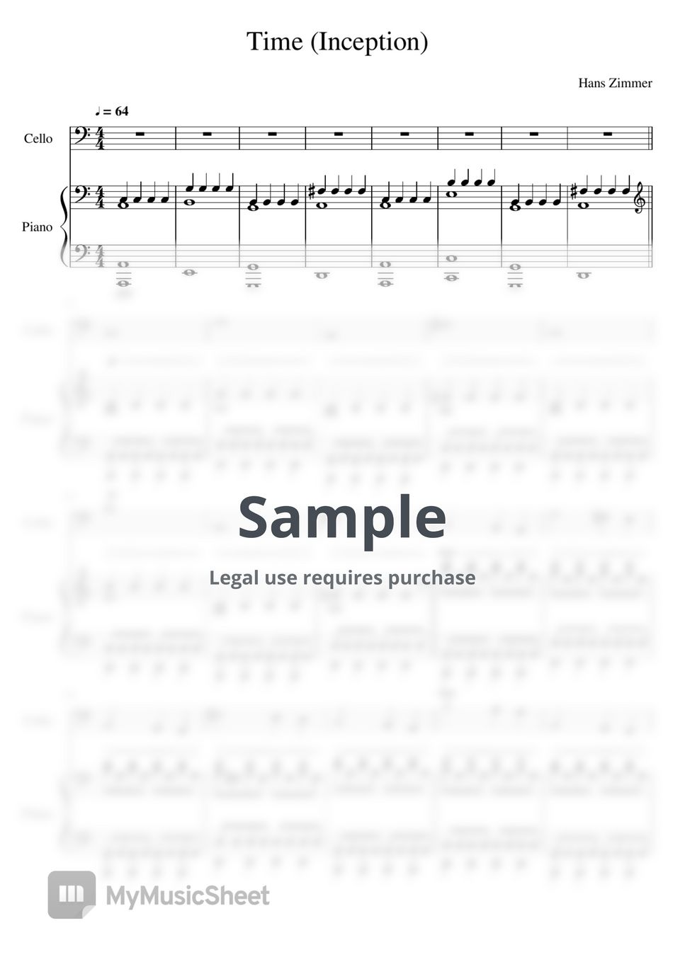 Hans Zimmer - Time (Inception) (Piano and Cello) Sheet Music by Land Of ...