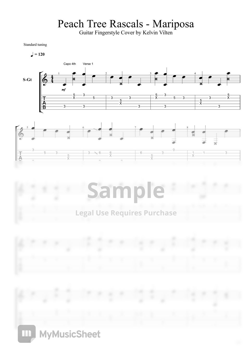 Peach Tree Rascals - Mariposa Sheet Music by Kelvin Vilten