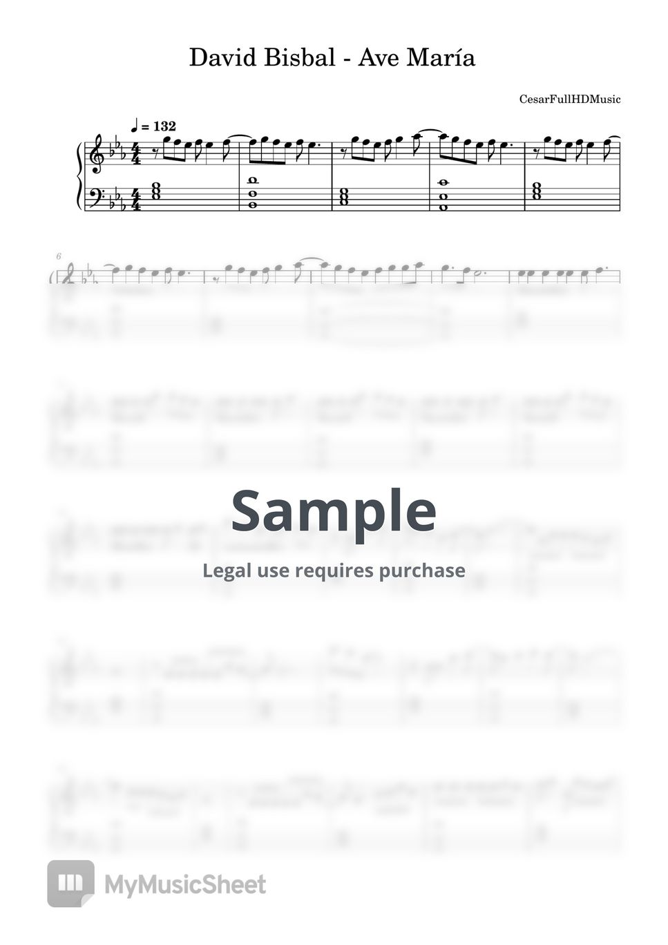 David Bisbal - Ave María Spartito