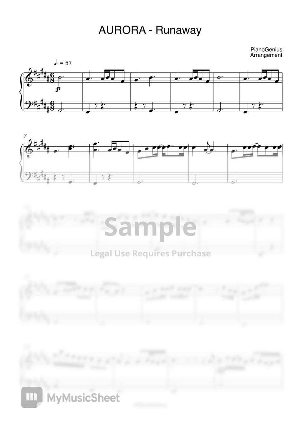 AURORA - Runaway (EASY) Sheets by PianoGenius