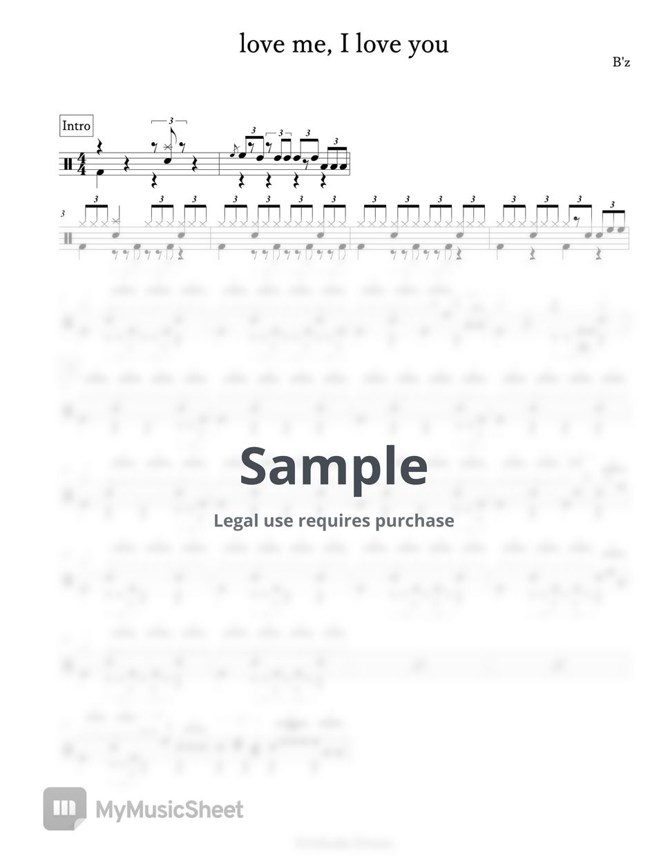 B'z - love me, I love you Sheets by Arkadia Drums